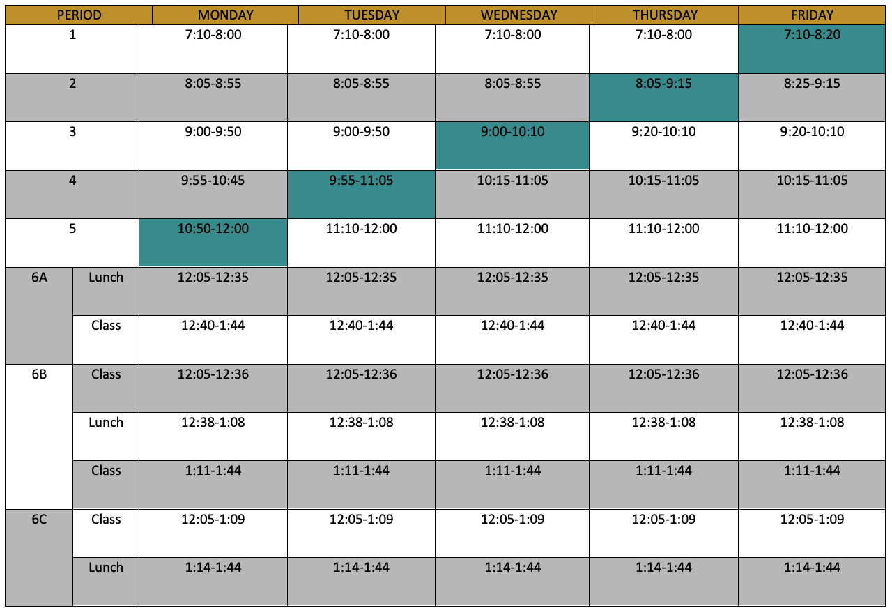 Bell Schedules | Sunlake High School