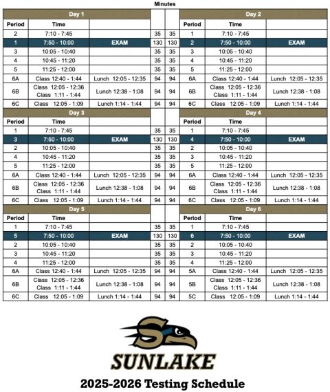 Bell Schedules | Sunlake High School